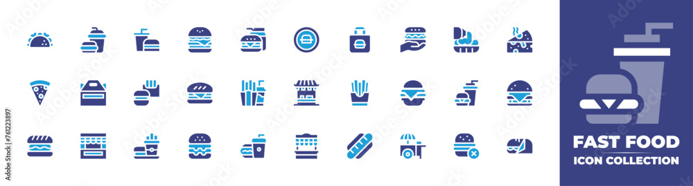 Fast food icon collection. Duotone color. Vector and transparent ...