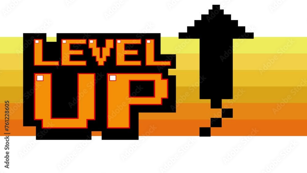 LEVEL UP symbol. pixel art .8 bit game. retro game. for game assets ...