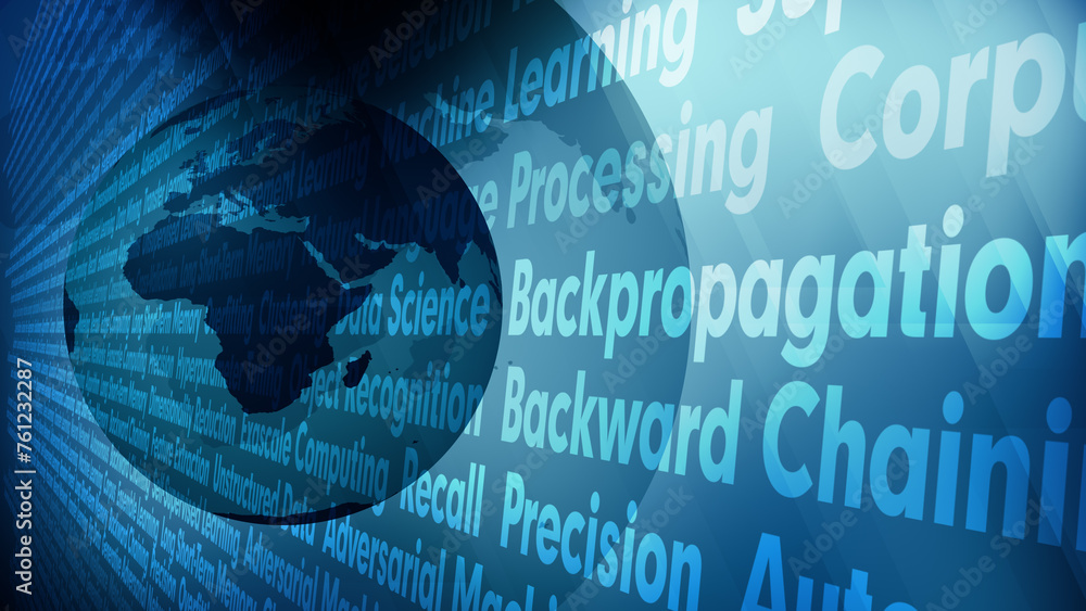 Chat bot using artificial intelligence ai texts and world globe to make decision and display ...