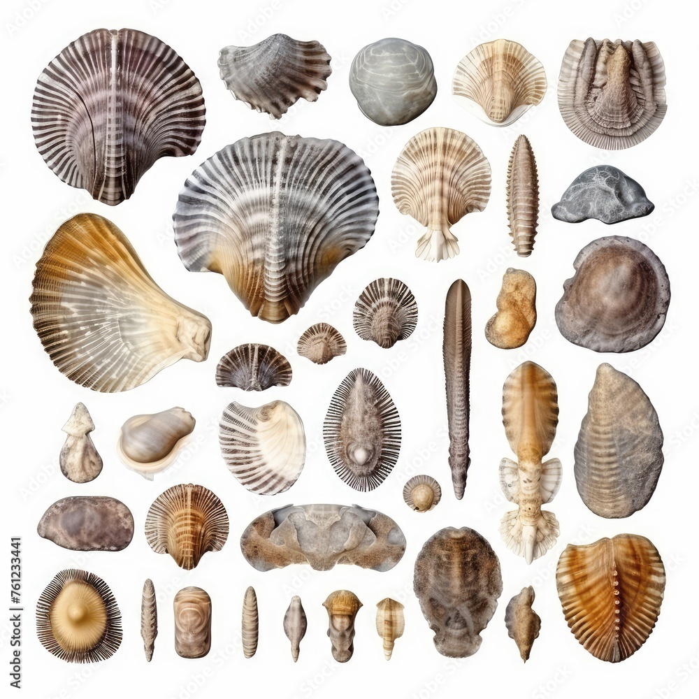 Fossils Set, Archeologic Fossil Dig Collection Isolated, Fossilized ...