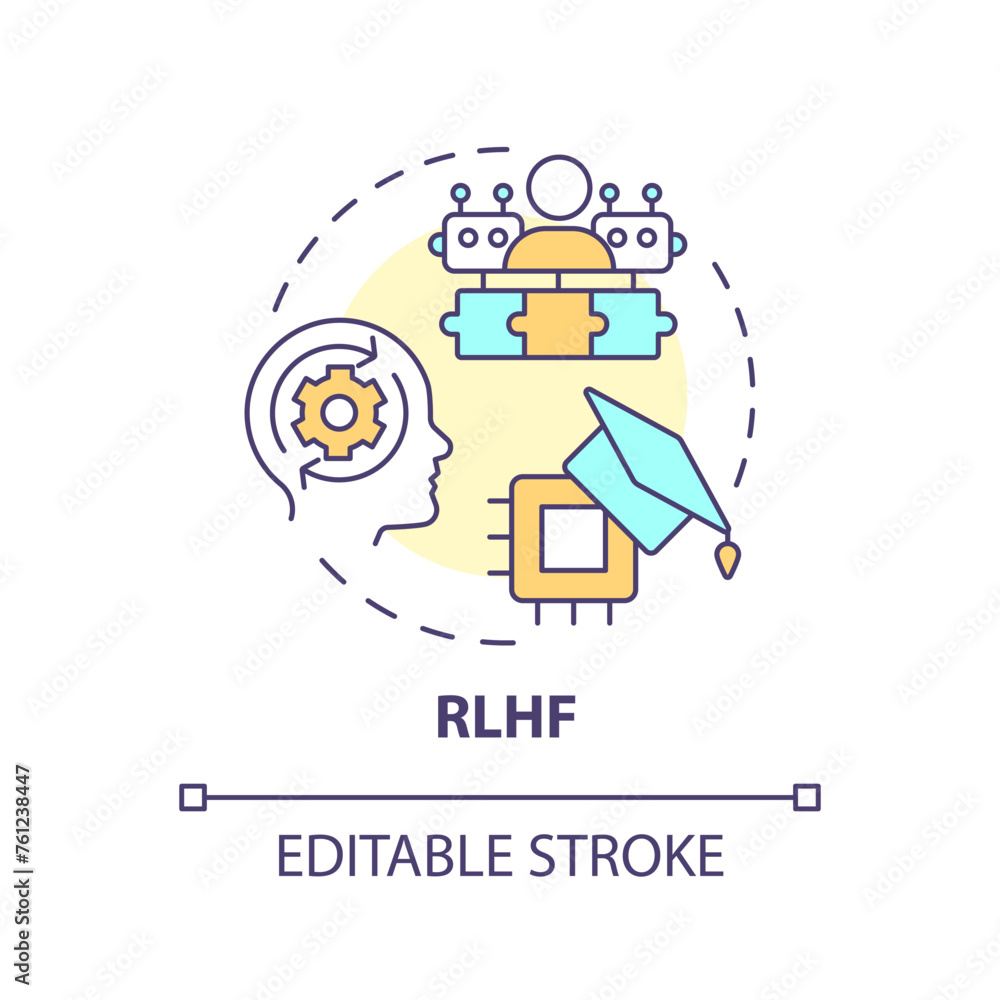 Rlhf Multi Color Concept Icon Reinforcement Learning Human Review Deep Learning Techniques
