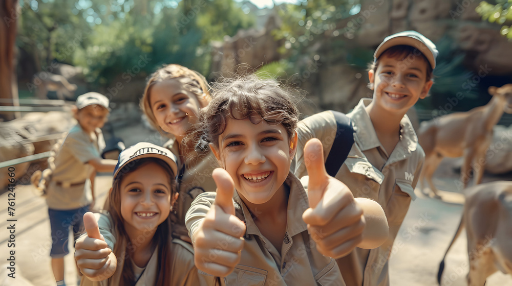 Group of children doing their dream job as Animal Keepers standing ...