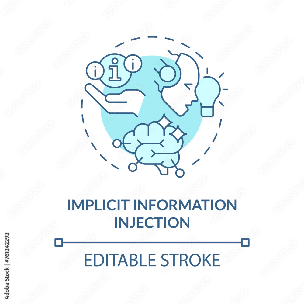 Implicit information injection soft blue concept icon. Prompt ...