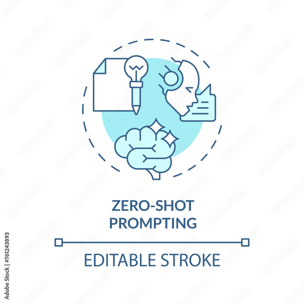 Zero shot prompting soft blue concept icon. Prompt engineering. Provide ...