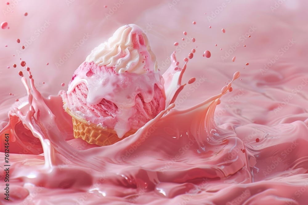 Melting Ice Cream Splash, Icecream Melt, Flow Dripping Yogurt, Melting ...