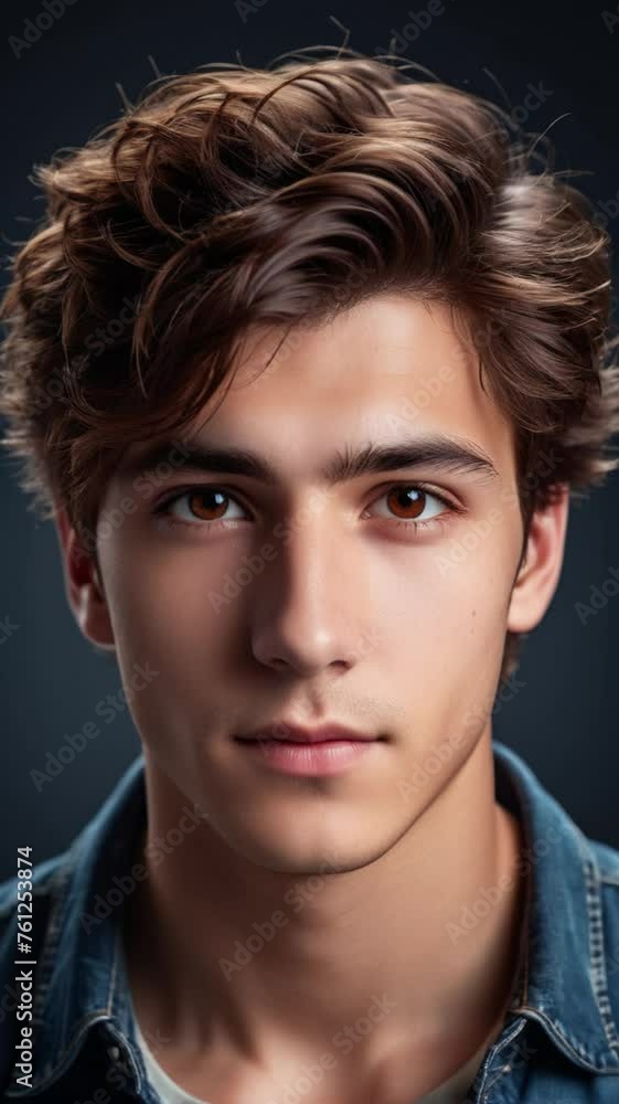 Vidéo Stock Aging man studio portrait. Aging process of boy to senior ...