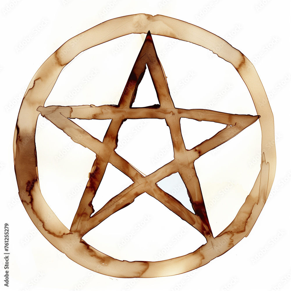 simple flat one dimensional drawing of pentagram shape aquarellist ...