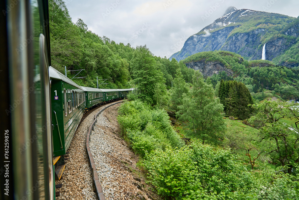 View from the most beautiful train journey with Flamsbana between Flam and Myrdal in Aurland ...
