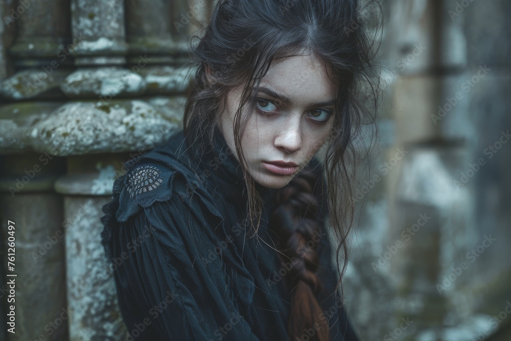 An intense portrait showcasing a woman's penetrating gaze and tangled ...