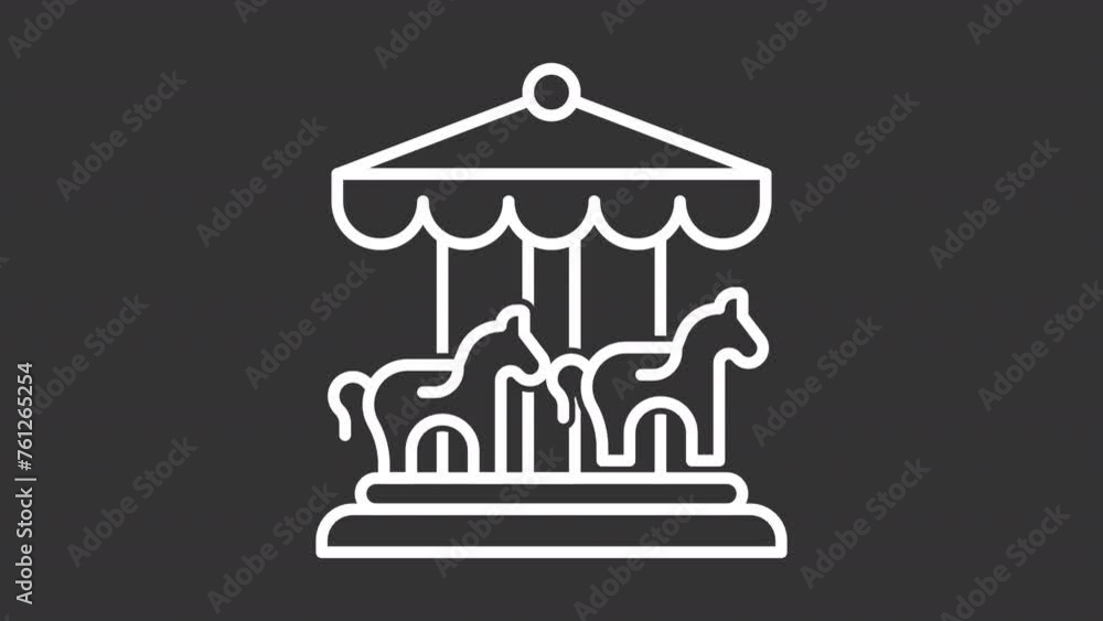 Vidéo Stock Animated horse carousel white icon. Swinging horses ...