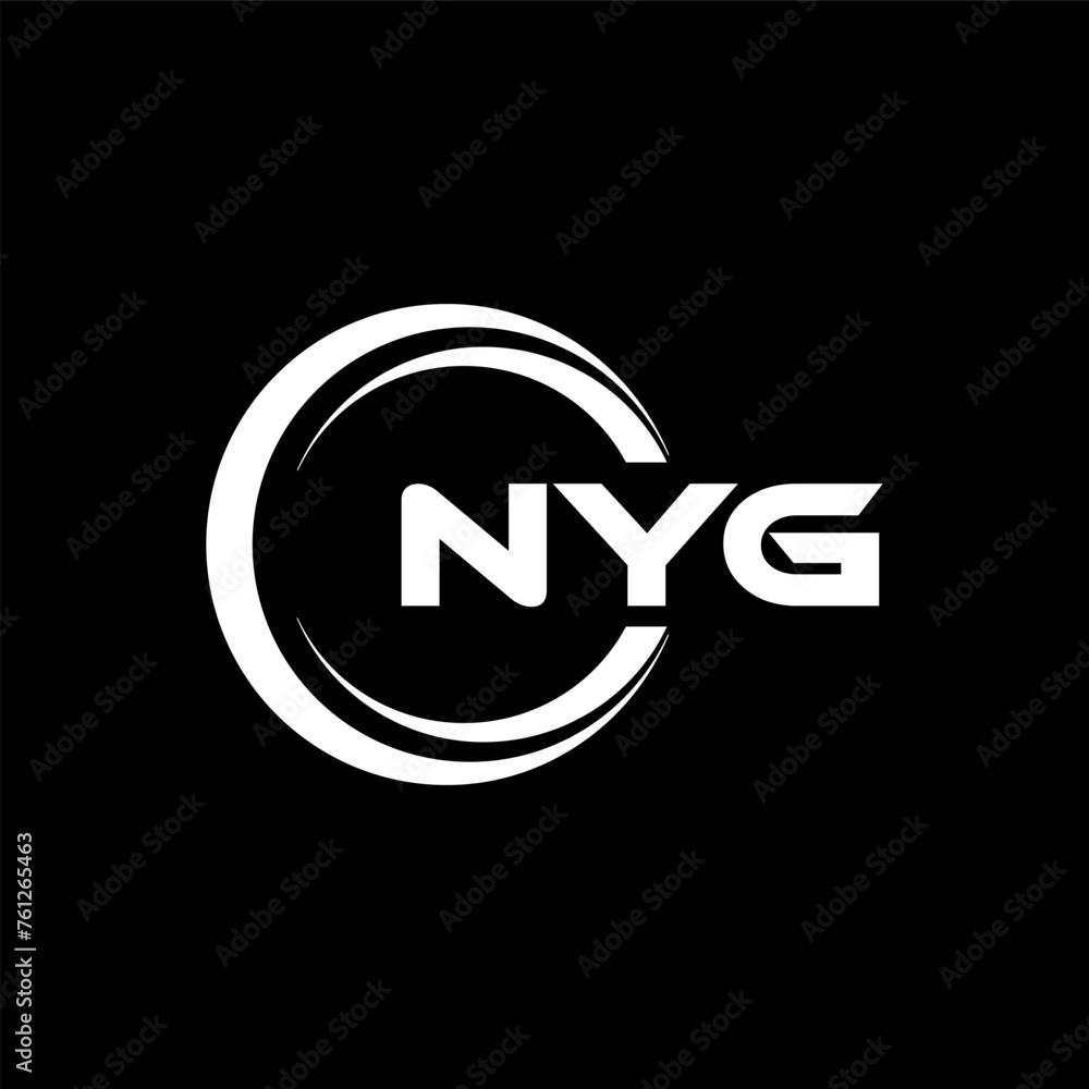 NYG letter logo design with black background in illustrator, cube logo ...