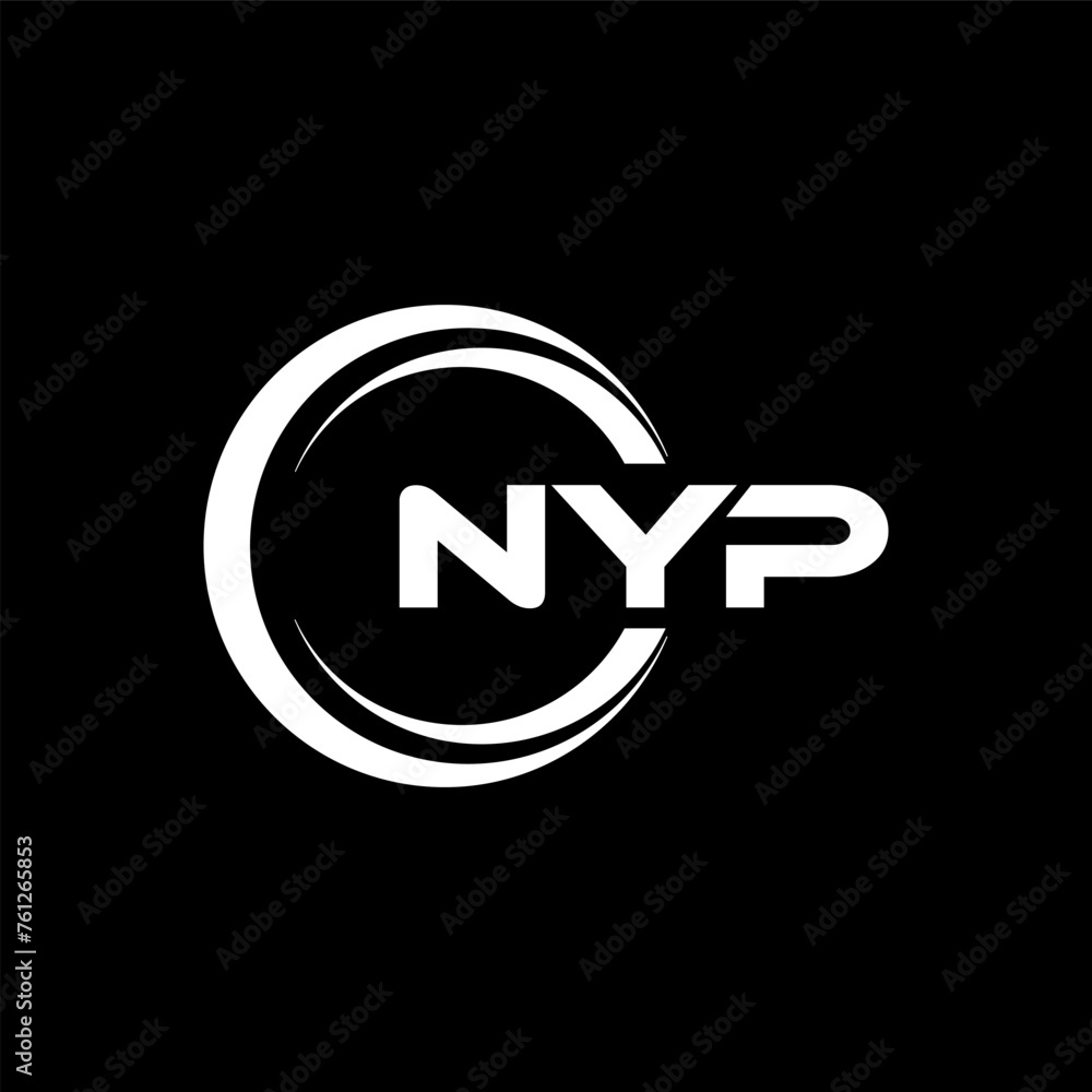 NYP letter logo design with black background in illustrator, cube logo ...