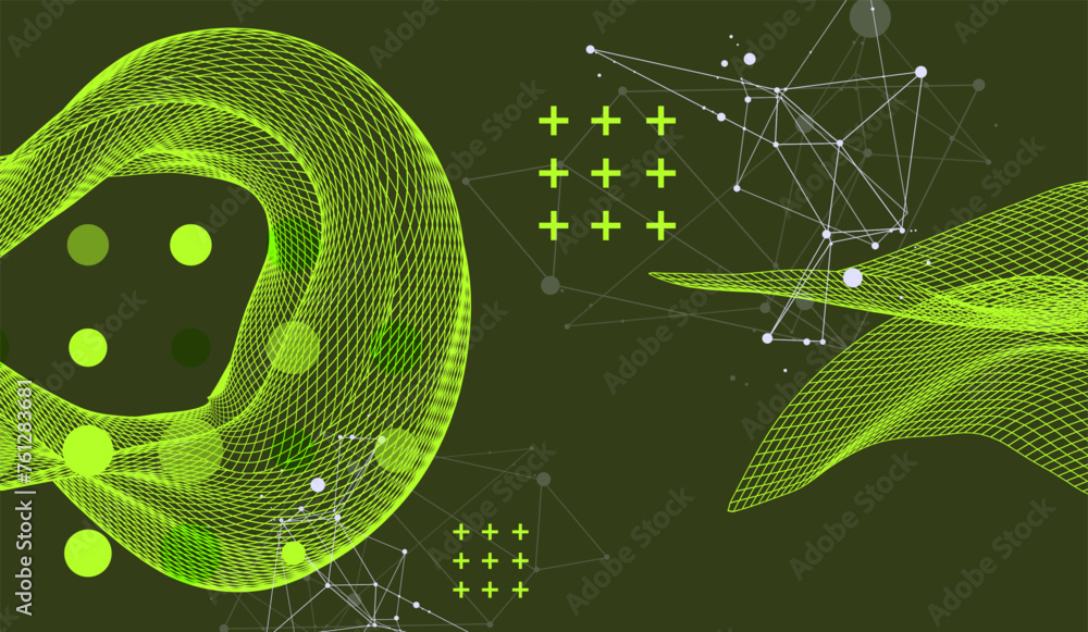 The abstract wave is made in a frame style. Template for science and ...