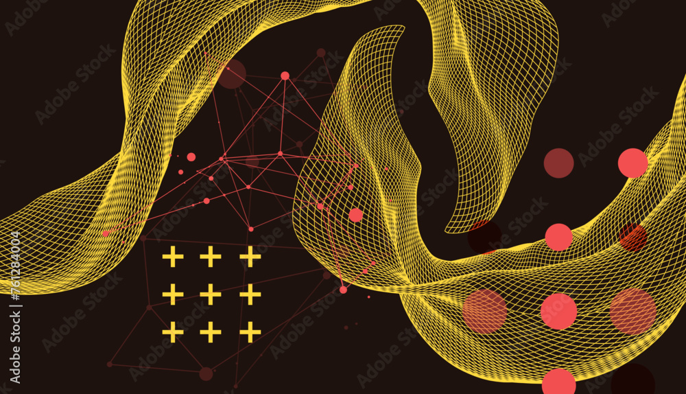 The abstract wave is made in a frame style. Template for science and ...