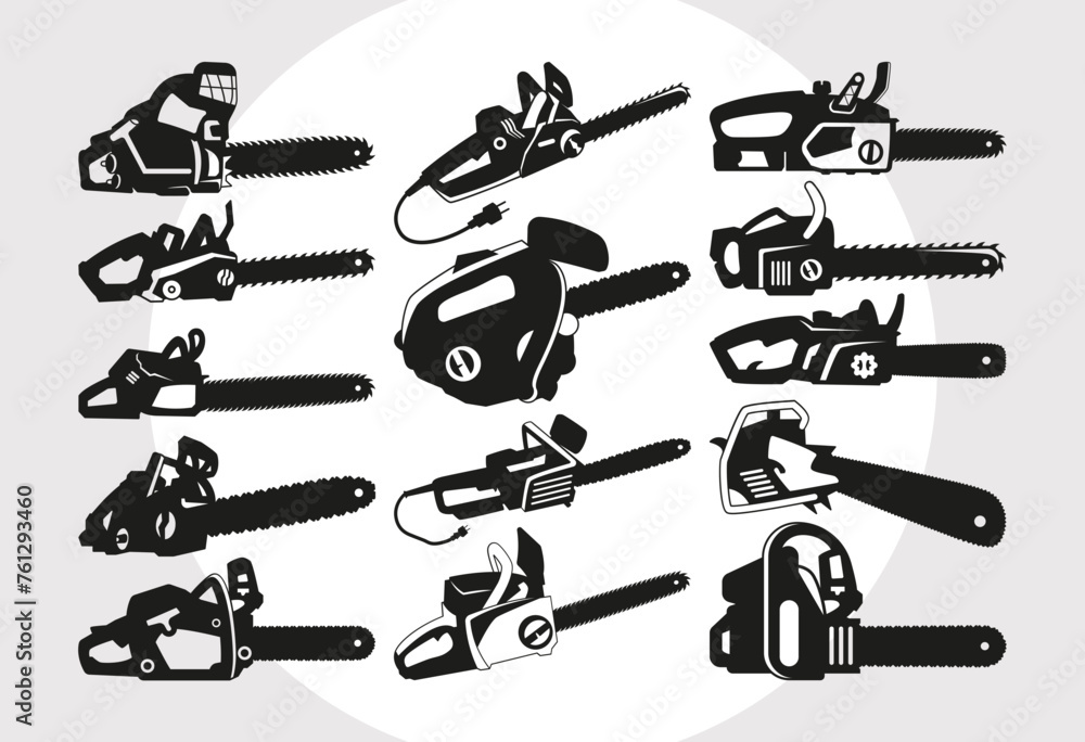 Chain Saw SVG Bundle, Saw Silhouette, Wood Cutting Machine Svg, Cutter ...