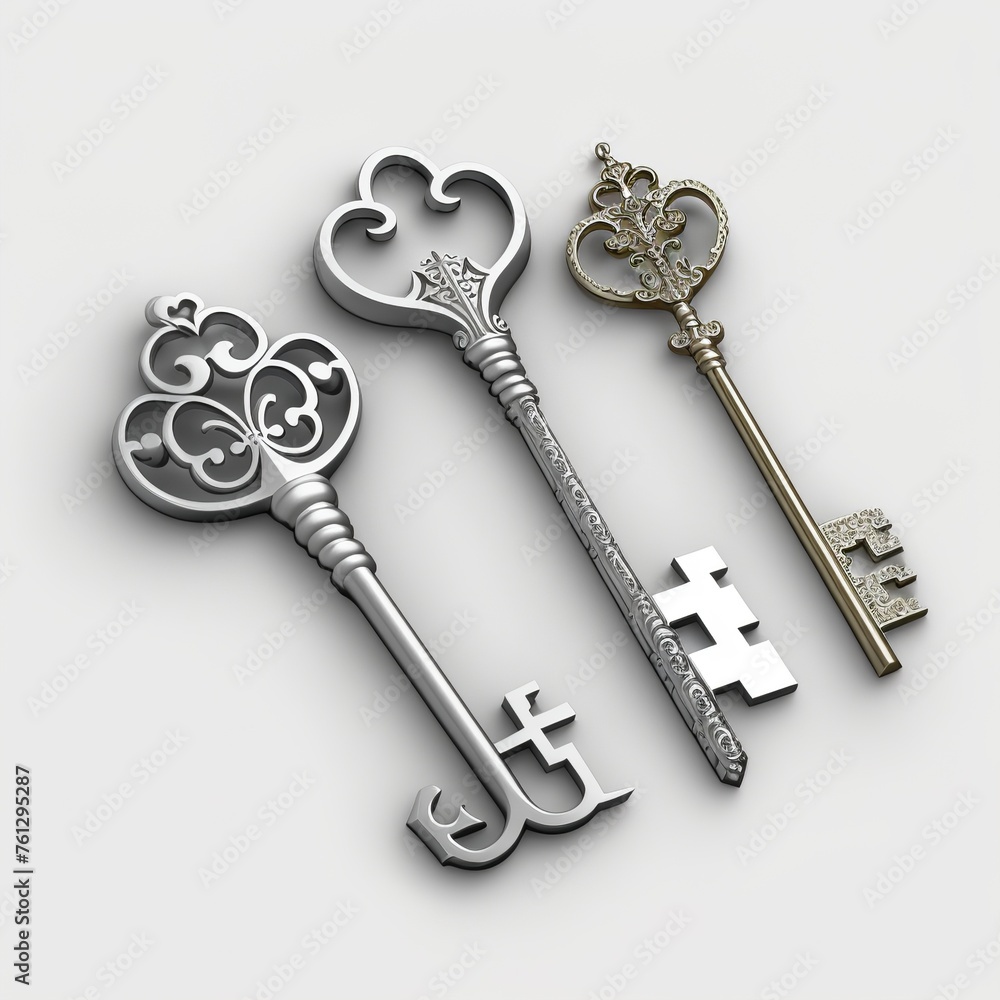 set of modern keys on transparent background golden key ornate ...