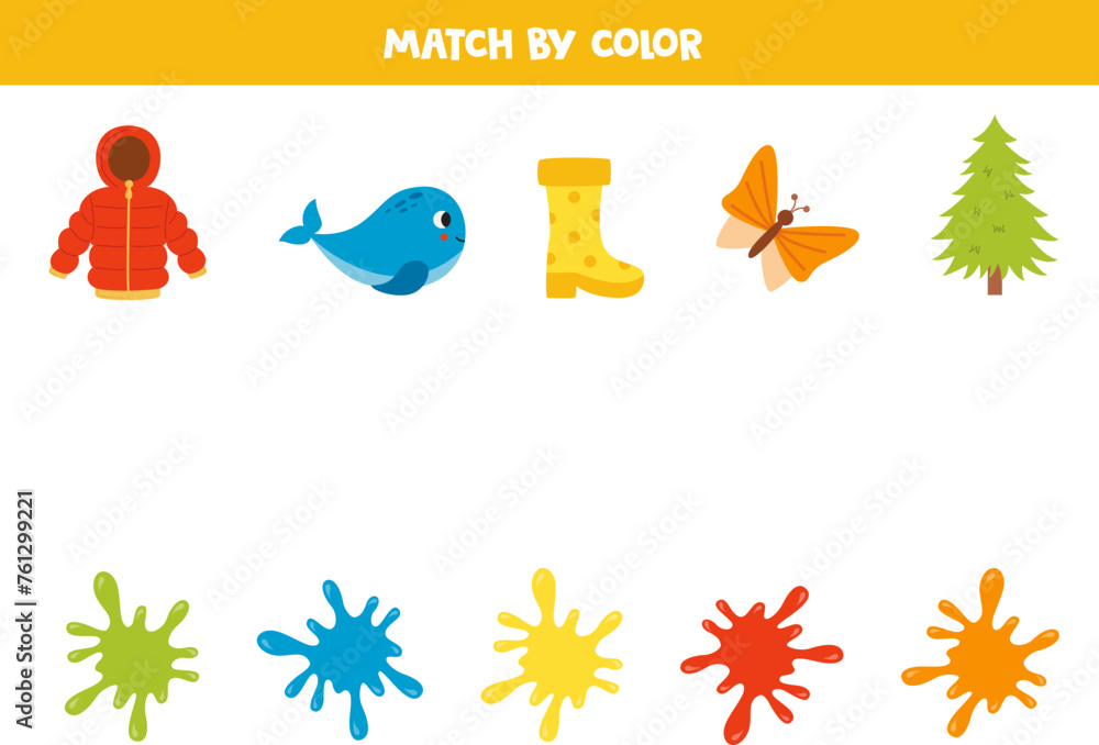 Color matching game for preschool kids. Match colorful items and blobs ...