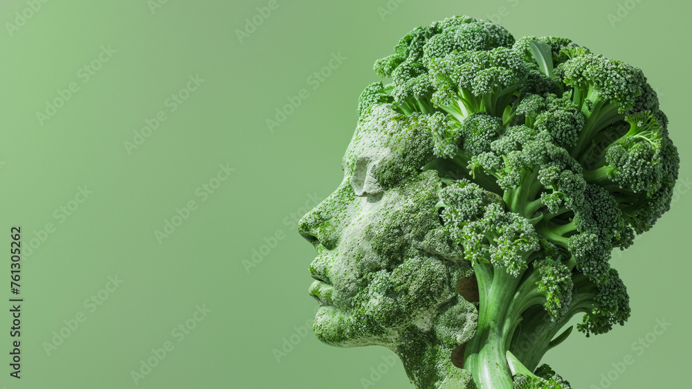 A creative representation of a human profile silhouette formed with ...