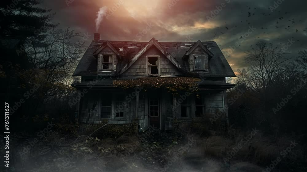 Scene of a haunted house animation video looping motion Stock Video ...