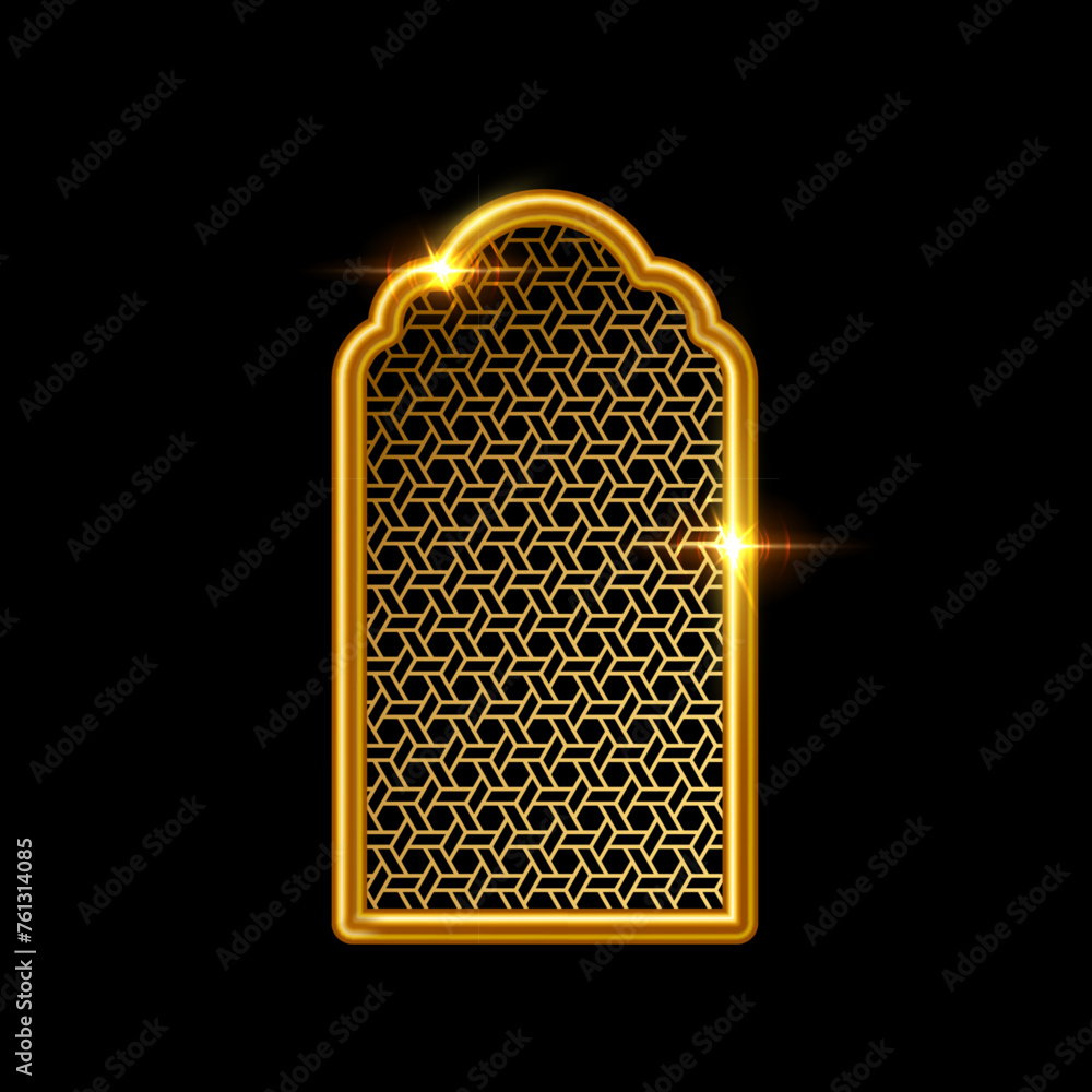 Islam window with pattern vector illustration isolated on black ...