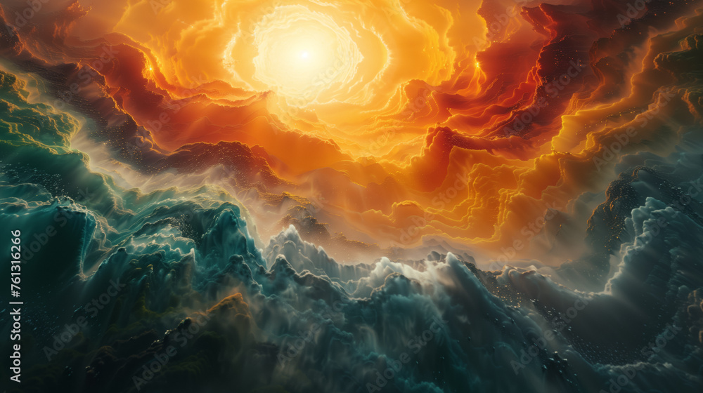 A visual allegory for Genesis 1:9-10, with the emergence of land from ...