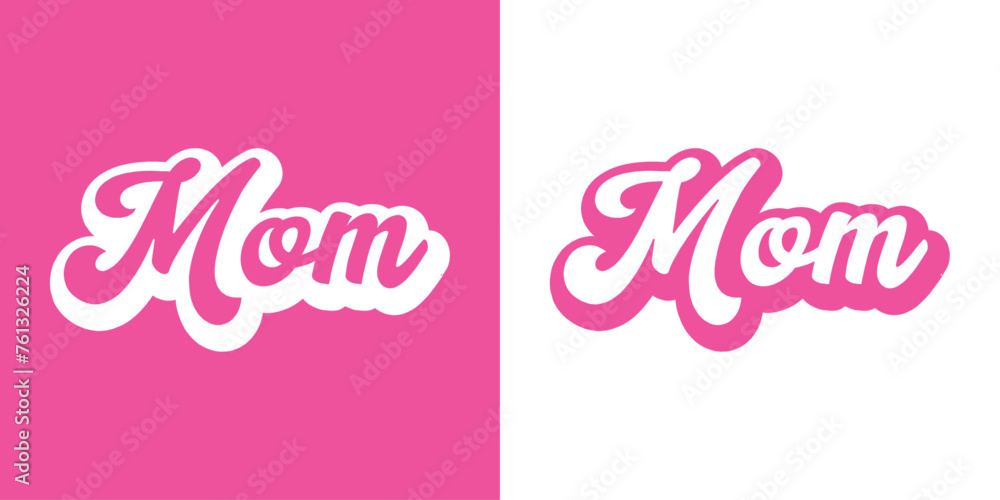 Feliz día de la madre. Logo con texto manuscrito Mom con sombra para ...