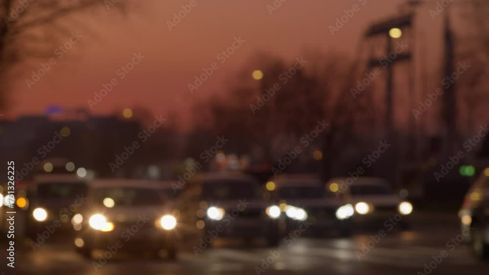 Fossil Fuels. Climate Change. Global Warming. Blurred Cars Start ...