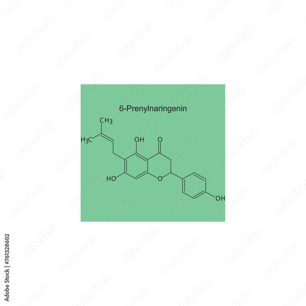 6-Prenylnaringenin skeletal structure diagram.prenylated flavonoid ...
