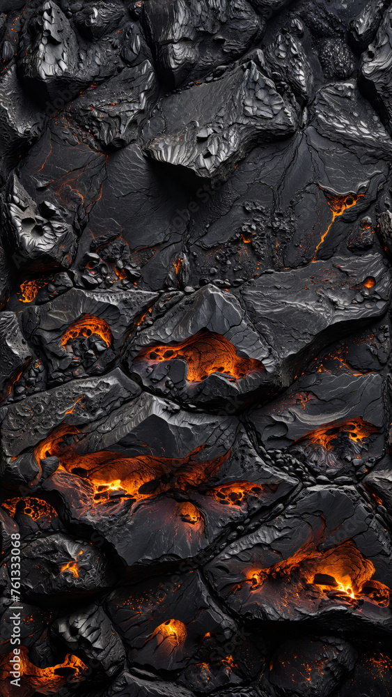 Seamless luxurious rough raw black lava rock background texture, Tile ...