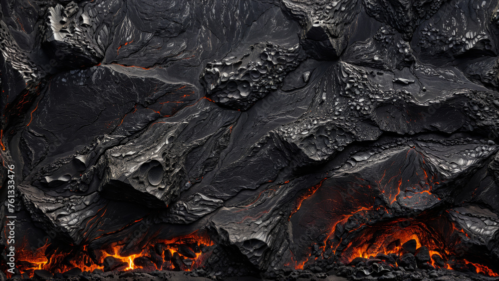 Seamless luxurious rough raw black lava rock background texture, Tile ...