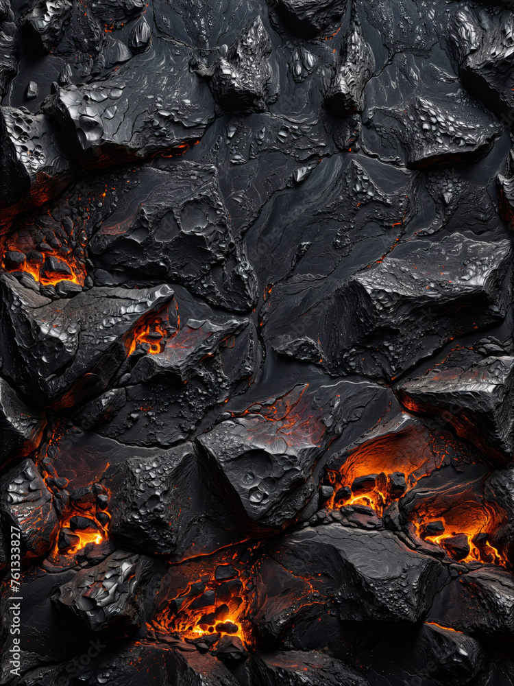 Seamless luxurious rough raw black lava rock background texture, Tile ...