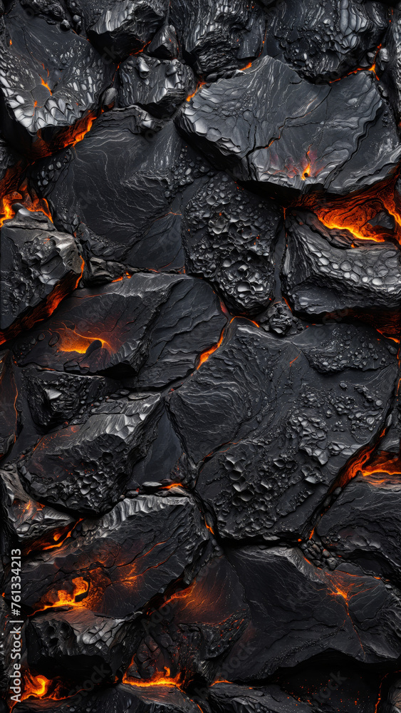 Seamless luxurious rough raw black lava rock background texture, Tile ...