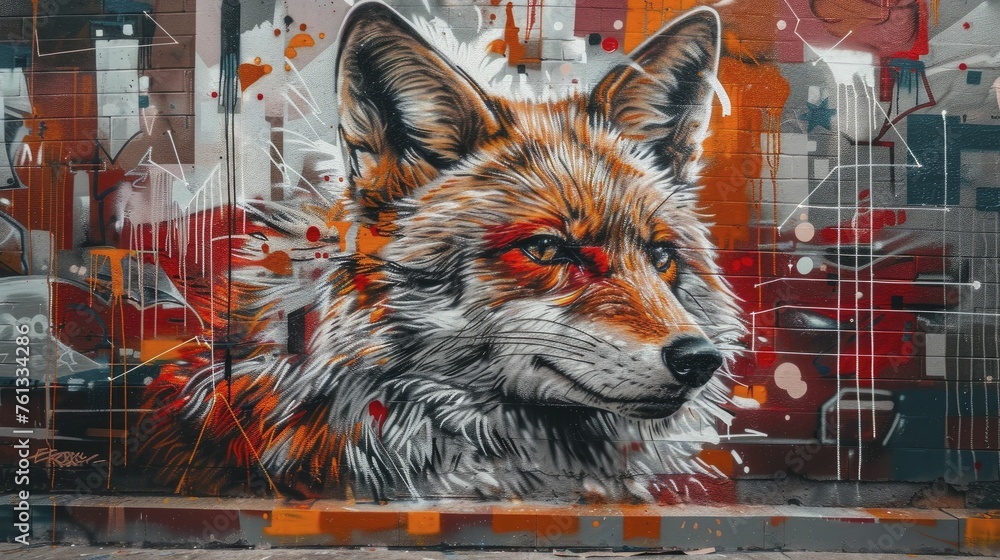 Coyote painting graffiti on a wall, turning a bland surface into ...