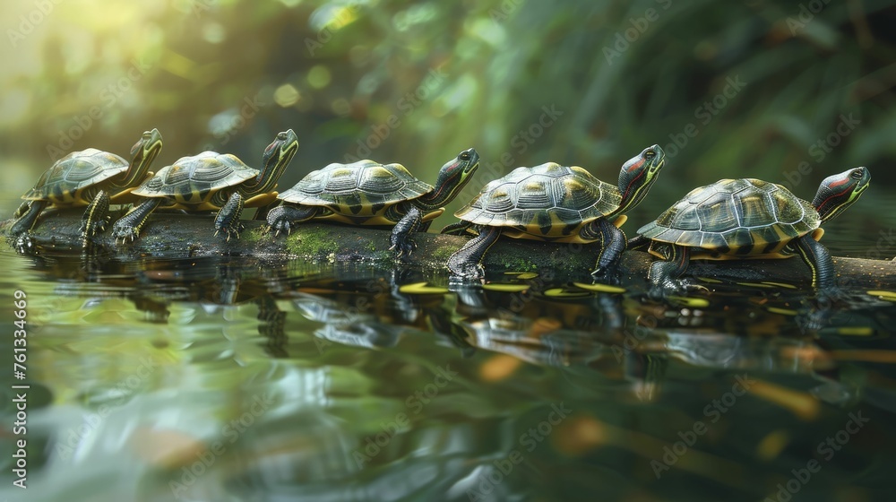 A team of turtles united in purpose, each contributing to the mission ...