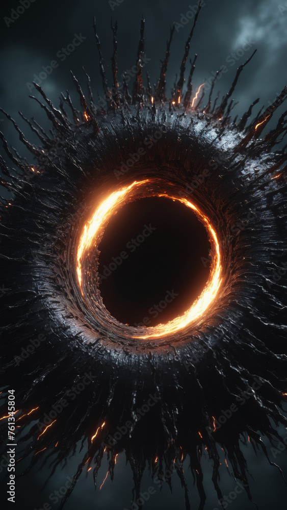 dark ambient abstract background, a scary dark black hole in a horror ...