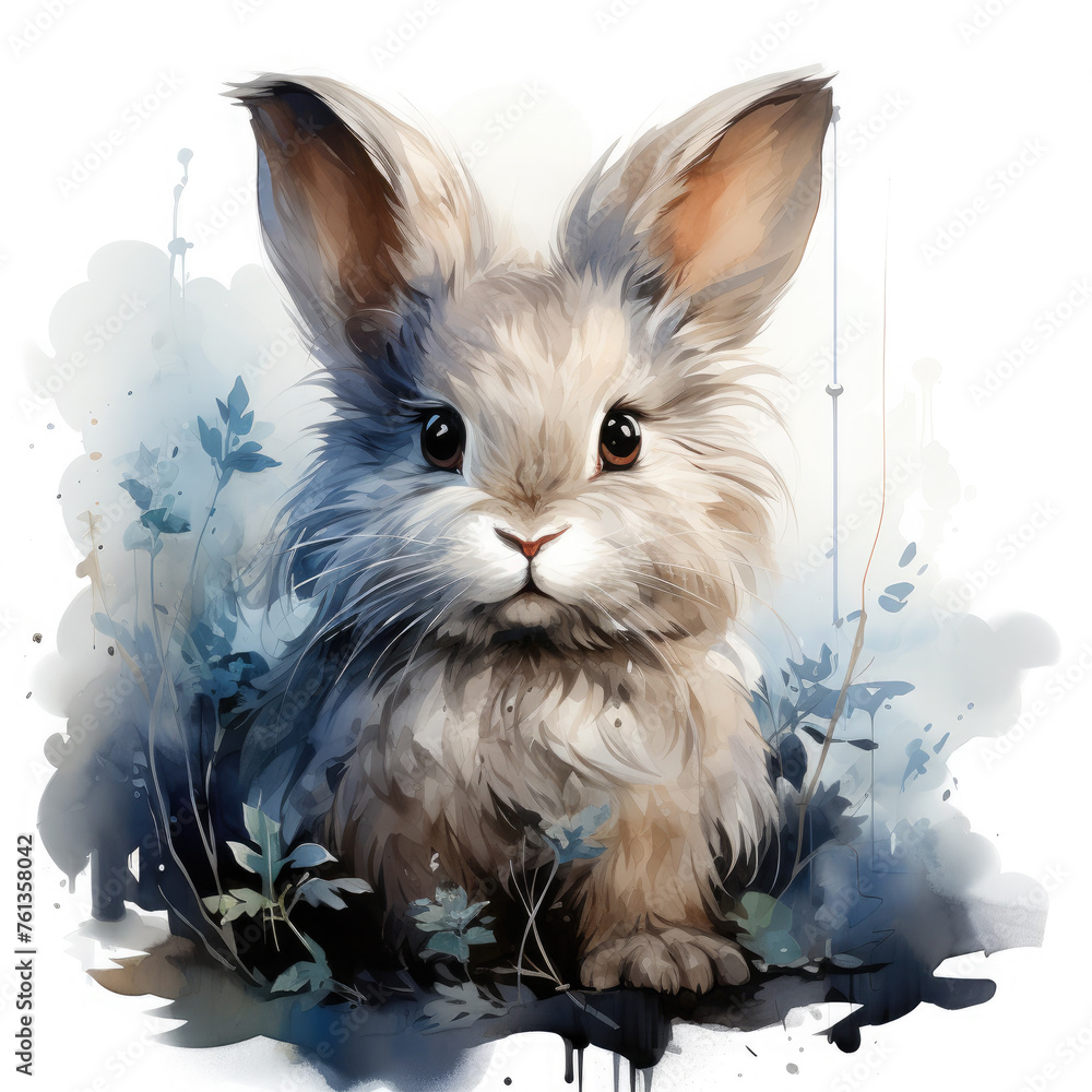 Watercolor Angora Rabbit, clipart Illustration, Generative Ai Stock ...
