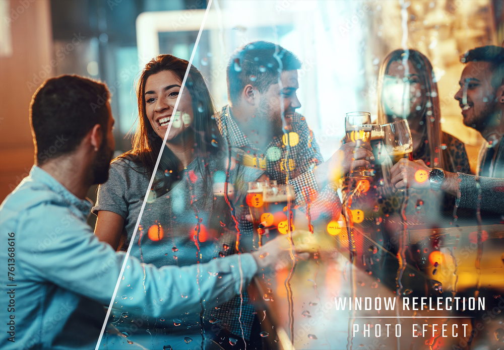 3 Window Glass Reflection Photo Effect Overlays Mockup Stock Template ...