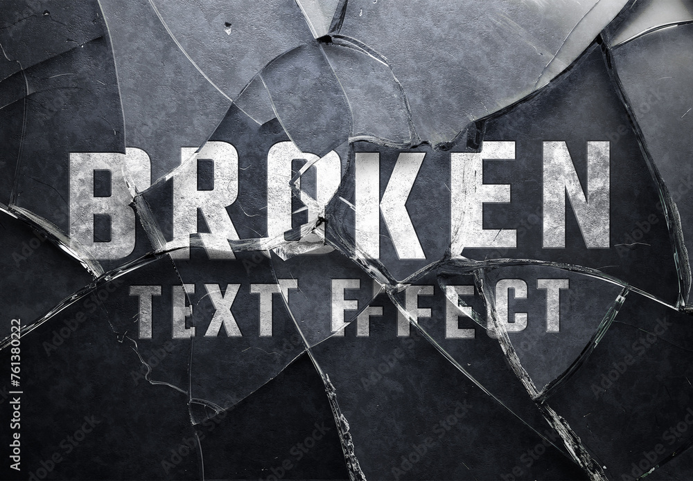 Smashed And Broken Glass Text Effect Mockup. Generative Ai Stock ...