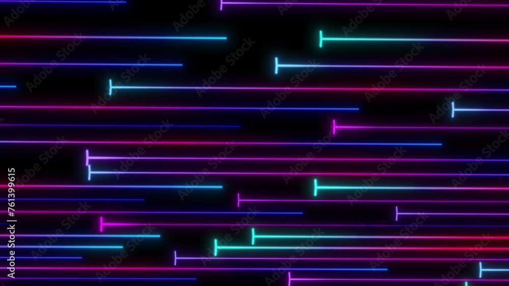 Neon Line Randomly Moving Loop Animation, Glowing Digital Dot And Line ...