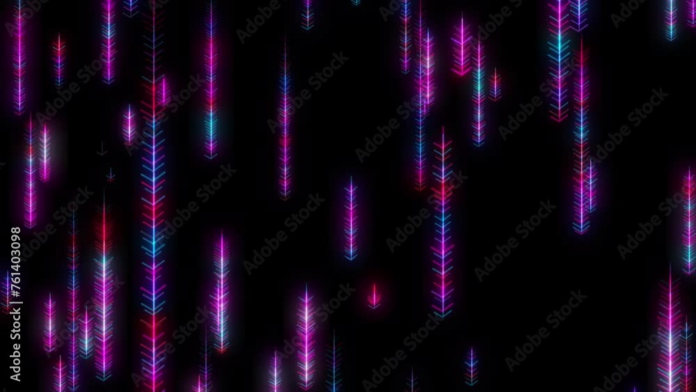 Colorful Arrow Particle Rain Falling Animation Over Dark Black ...