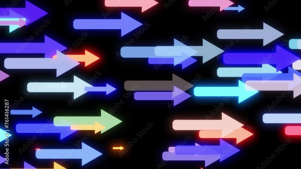 Sign Arrows Loop Animation Randomly Moving And Flying.glowing Neon ...