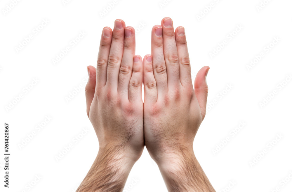 White man Praying hands. Transparent background PNG. Clasped hands in ...