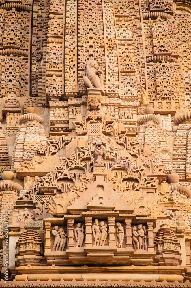 Beautiful stone carved sculptures and design on the outer wall of the ...
