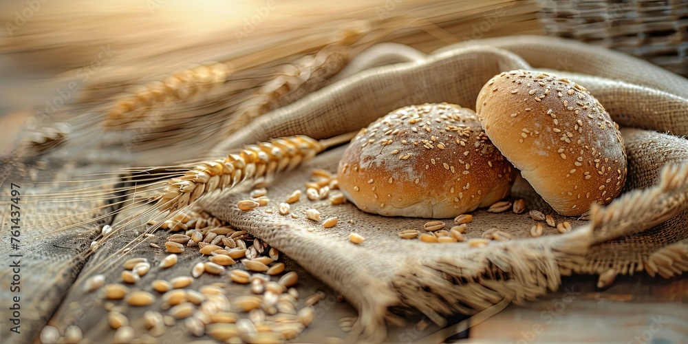 Freshly made homemade bread, slices , black and white bread as a ...
