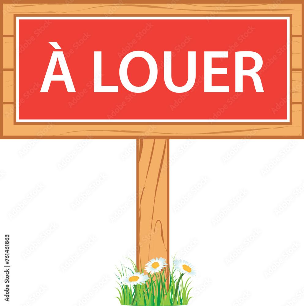 Panneau en bois avec écriteau à louer. Illustration vectorielle ...