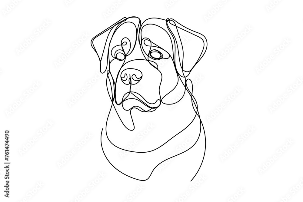 Line Art Rottweiler Dog Portrait. Black Curve Editable Line Rottweiler ...
