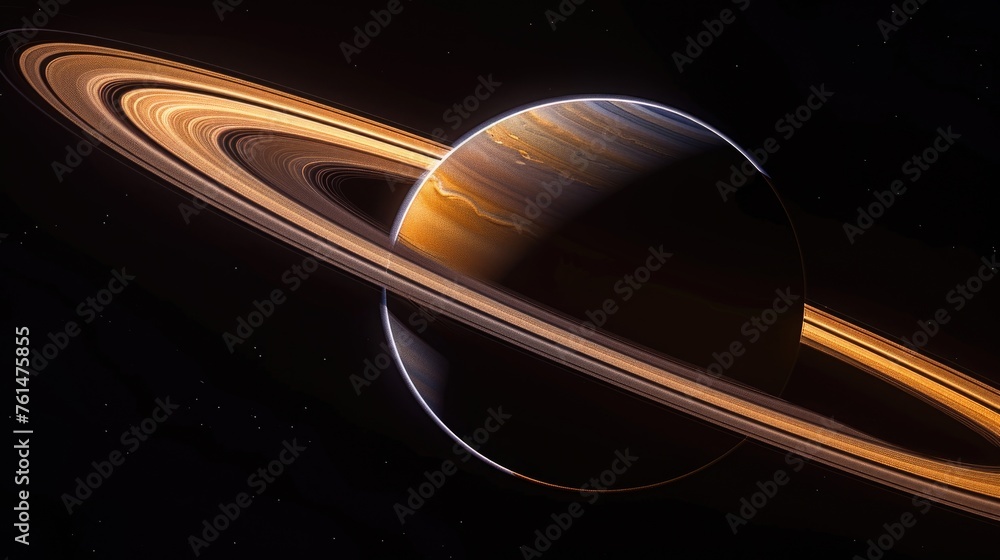 Stock photo of Saturn highlighting its magnificent ring system in full ...