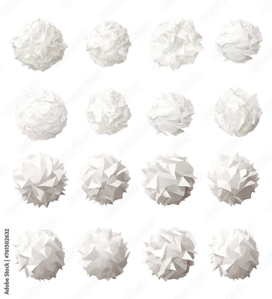 Set of crumbled paper balls isolated on transparent background Stock ...