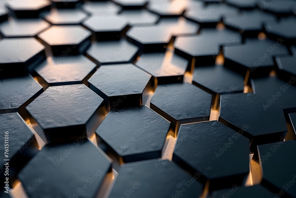 Abstract hexagonal pattern with golden light - A visually captivating ...