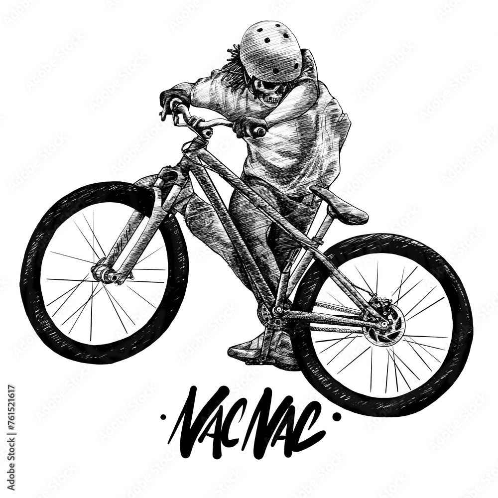 nac nac skull head bike trick while flying with mtb mountain biking ...